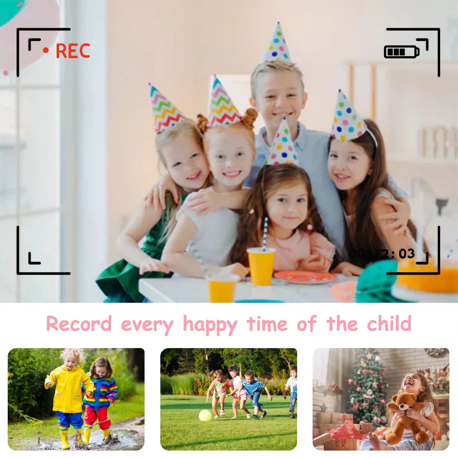 Children's Digital Camera with 1080P Screen, Gifts for Kids,Support Photo and Video Recording with 32GB SD Card,Cute, Small in Size and Light in Weight, Suitable for Small Hands