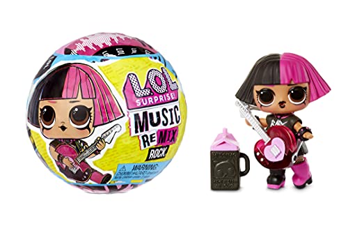 L.O.L. Surprise! Remix Rock Dolls Lil Sisters with 7 Surprises Including Instrument - Collectible Doll Toy, Gift for Kids, Toys for Girls and Boys Ages 4 5 6 7+ Years Old, Multi color