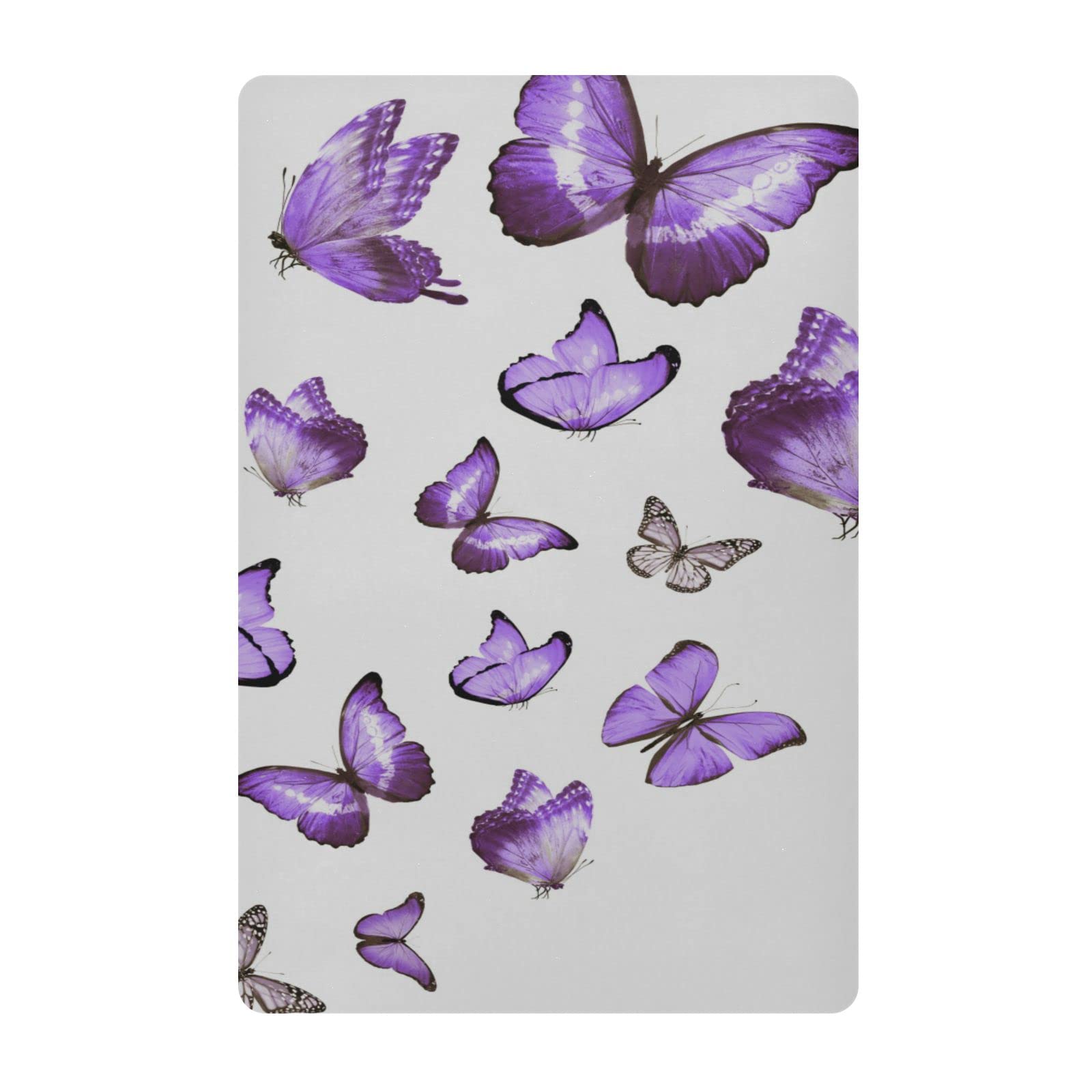 Crib Sheets, Soft Breathable Microfiber Baby Sheet for Standard Size Crib Mattress 28in x 52in, Purple Butterfly(2) Nursery Sheet(226cr2k)