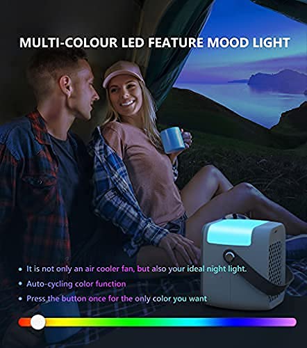 Portable Air Conditioners, Anti-Leak Personal Mini Air Conditioner Fan, Rechargeable USB Evaporative Air Cooler With 3-Speed Mode LED Light,Quiet Desktop Cooler for small Room Office Camping Car