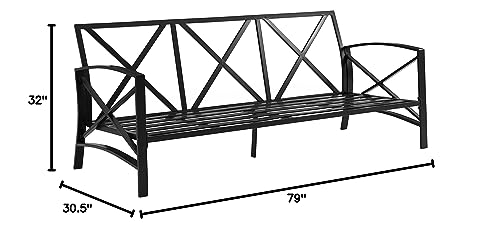 Crosley Furniture KO60027BZ-OL Kaplan Outdoor Metal Sofa, Oiled Bronze with Oatmeal Cushions
