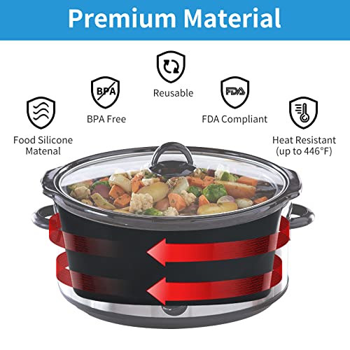 Silicone Slow Cooker Liners fit Crock-Pot 7-8 Quart, Reusable Crock Pot Liners, Leakproof Crock Pot Divider Insert Liners