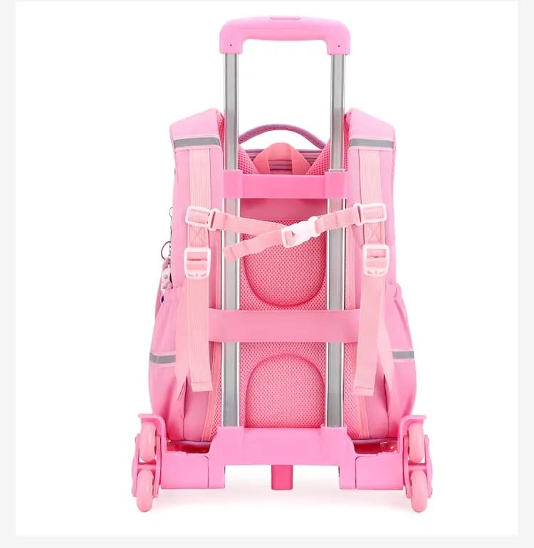 Backpack & Luggage Rolling Bags, Girls Luggage Trolley Case School Bags, Travel Vacation Backpacks with 6 Wheels