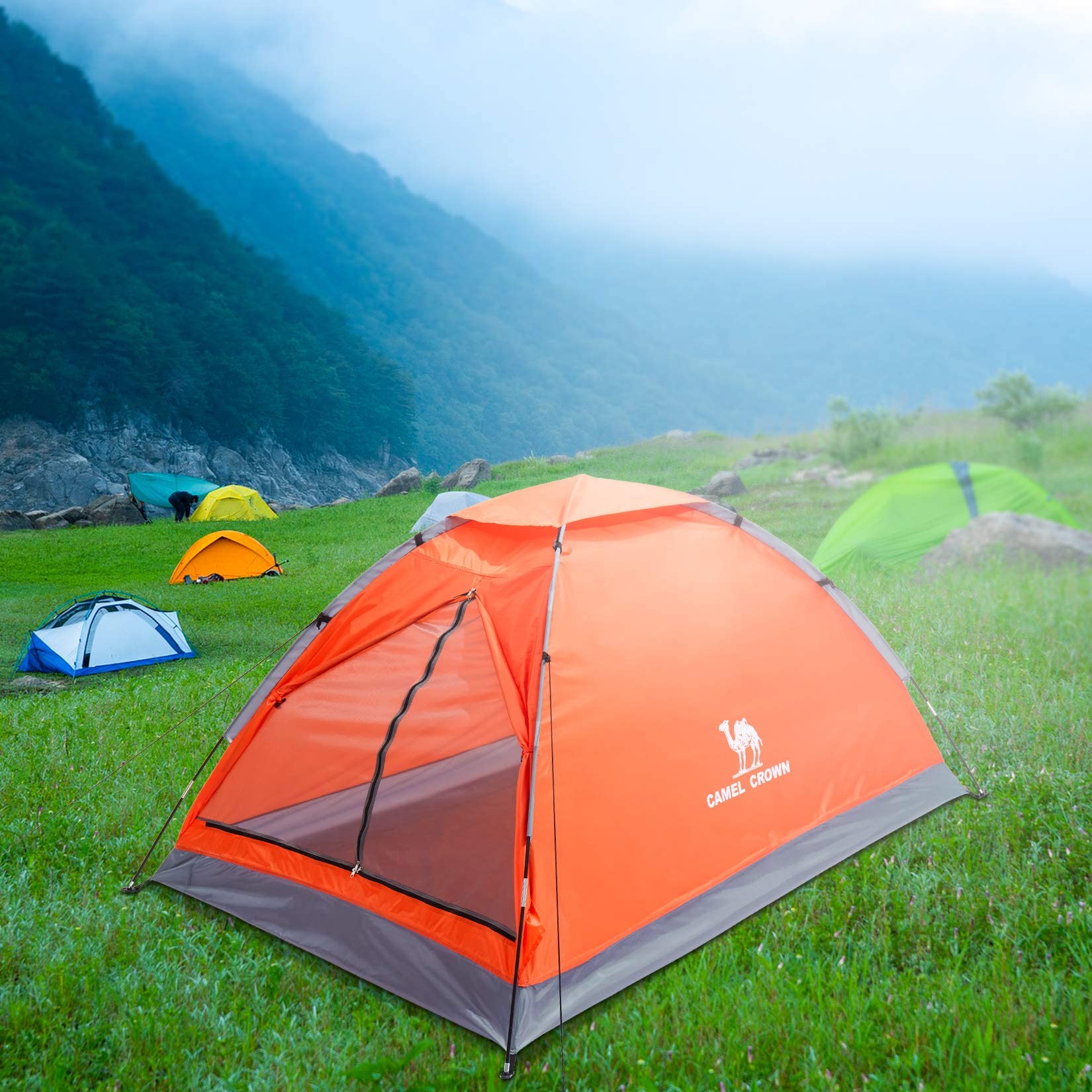 CAMEL CROWN 2 Person Camping Dome Tent, Waterproof, Lightweight Portable Backpacking Tent for Outdoor Camping/Hiking