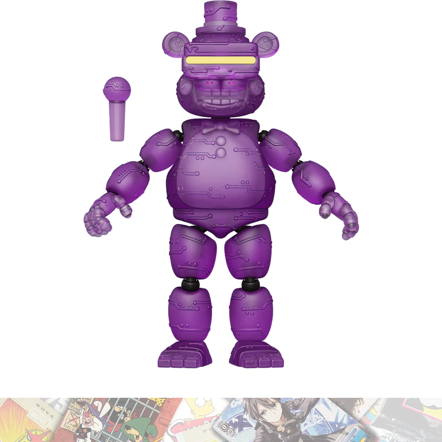 VR F r e d d y [Glow-in-Dark]: 5.46in Action Figure Vinyl Figurine Bundle with 1 F N A F Theme Compatible Trading Card (59681)