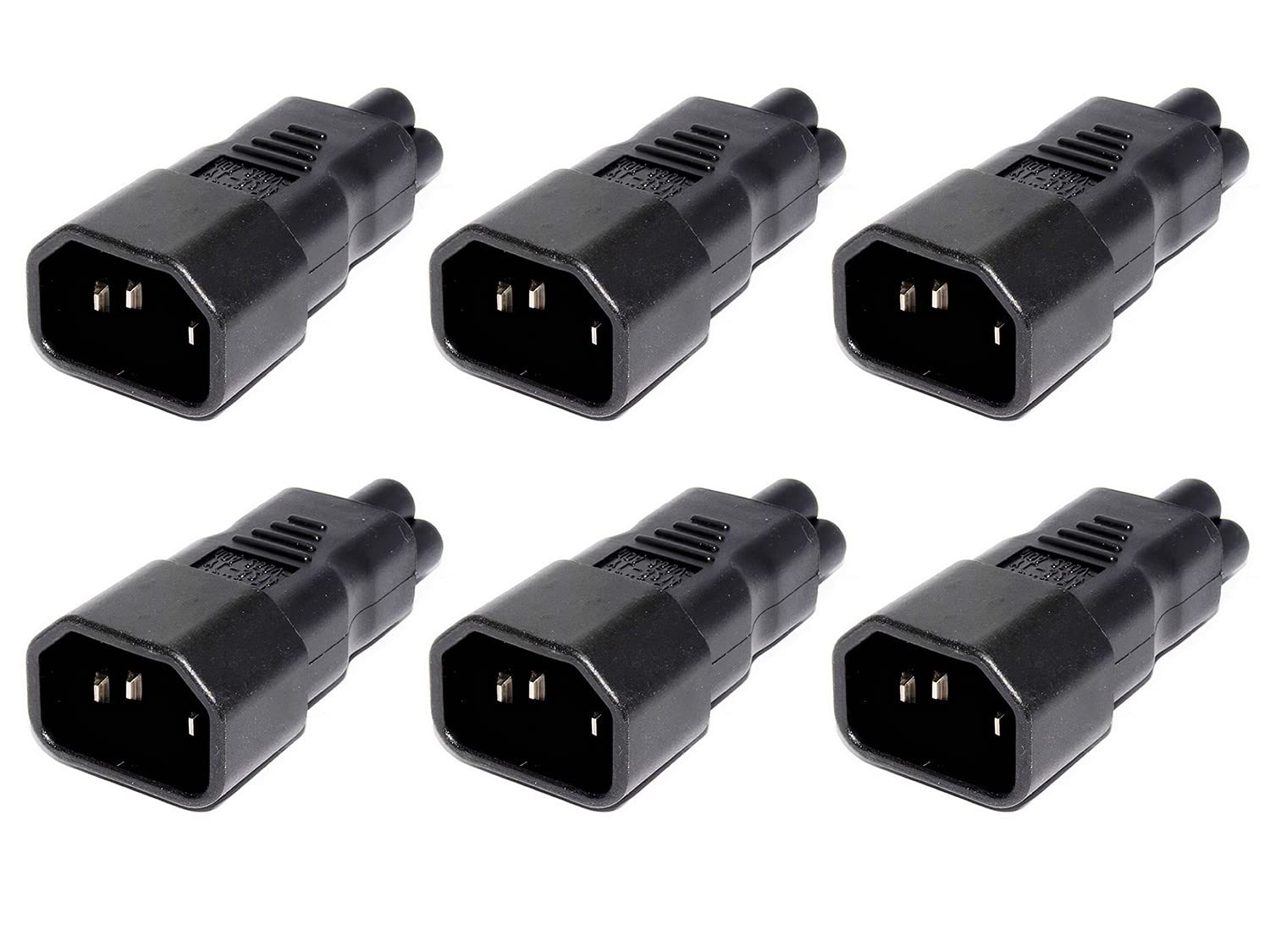 Dracaena 6 Pack IEC 320 Adapter C14 to C5 Adapter 3 Poles IEC Socket Mickey Mouse C5 to C14 Adapter Straight Headed IEC Extender Power Adapter