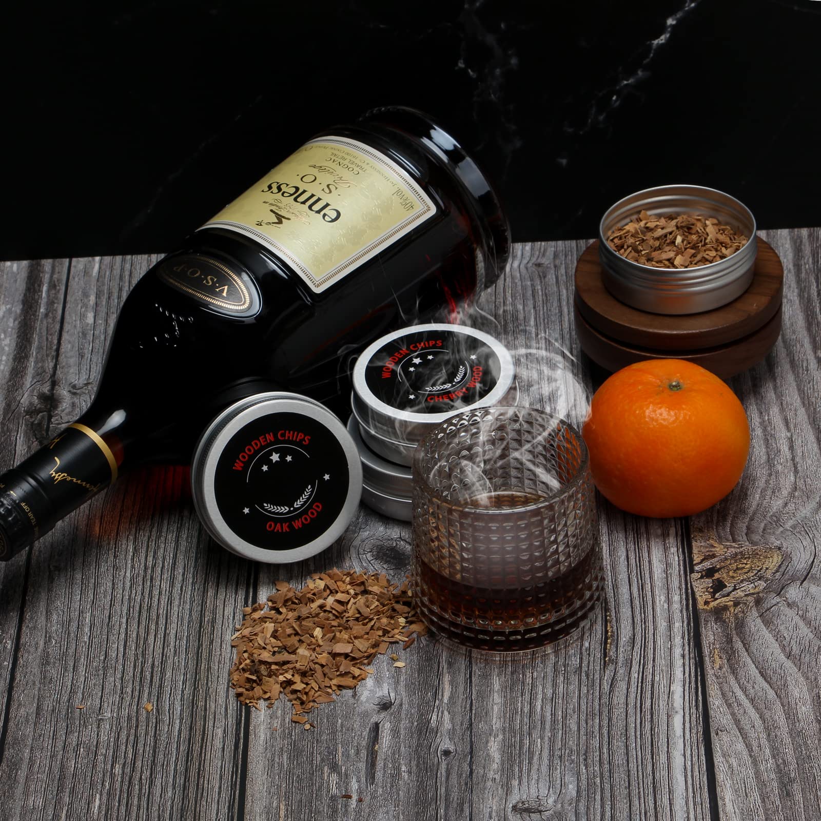 Cocktail Smoker Kit for Whiskey,Drink,Bourbon Smoker Kit with 4 Different Natural Wood Chips Luxury Gift Set Bar Tool for Drinking Dad Husband Men