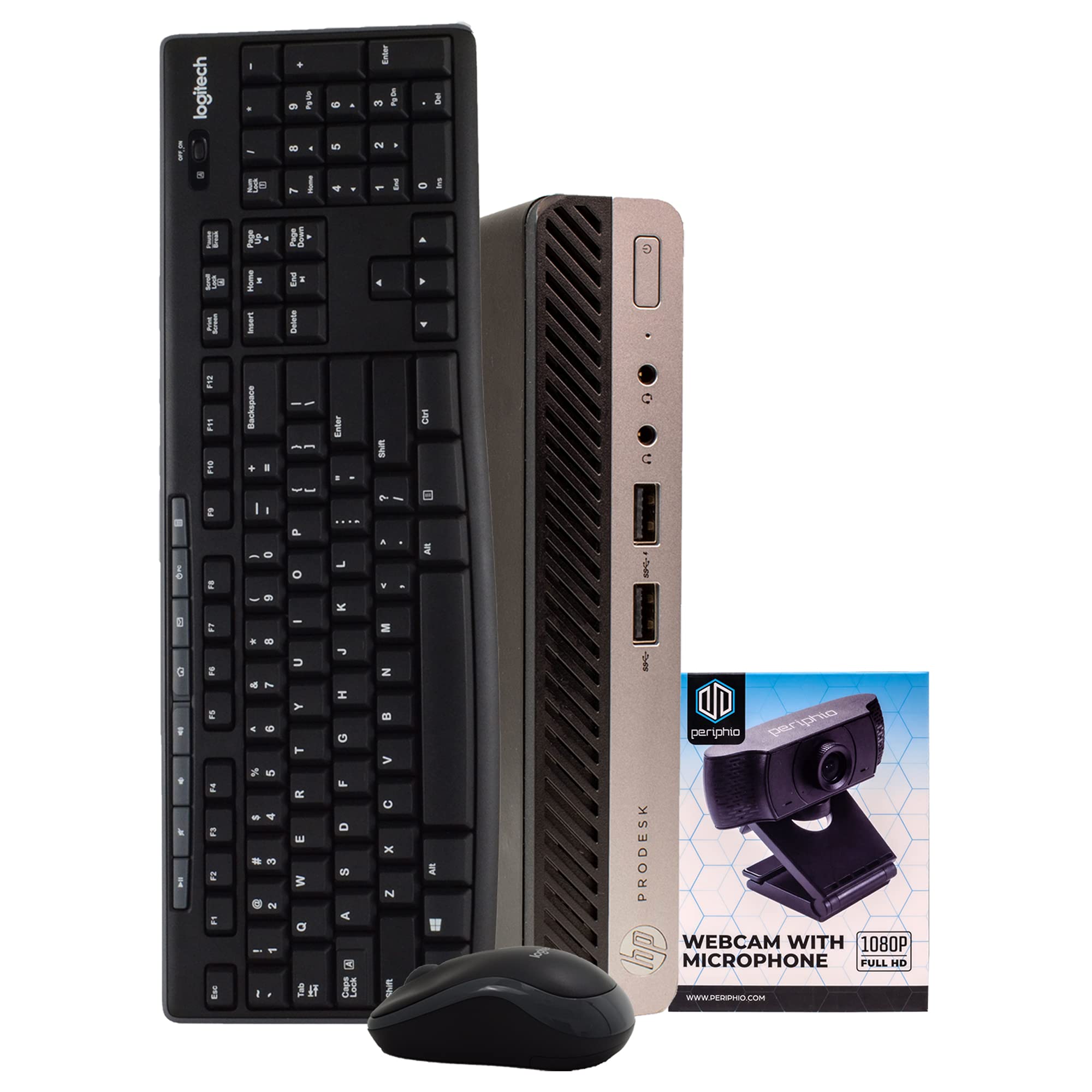 HP Windows 11 Compatible Desktop Computer ProDesk 400G4 | Intel i5-8500T Six Core, 16GB RAM, 512GB SSD, Windows 10 Pro, Webcam, Keyboard & Mouse, RGB Light Strip, HDMI Adapter, Wi-Fi (Renewed)