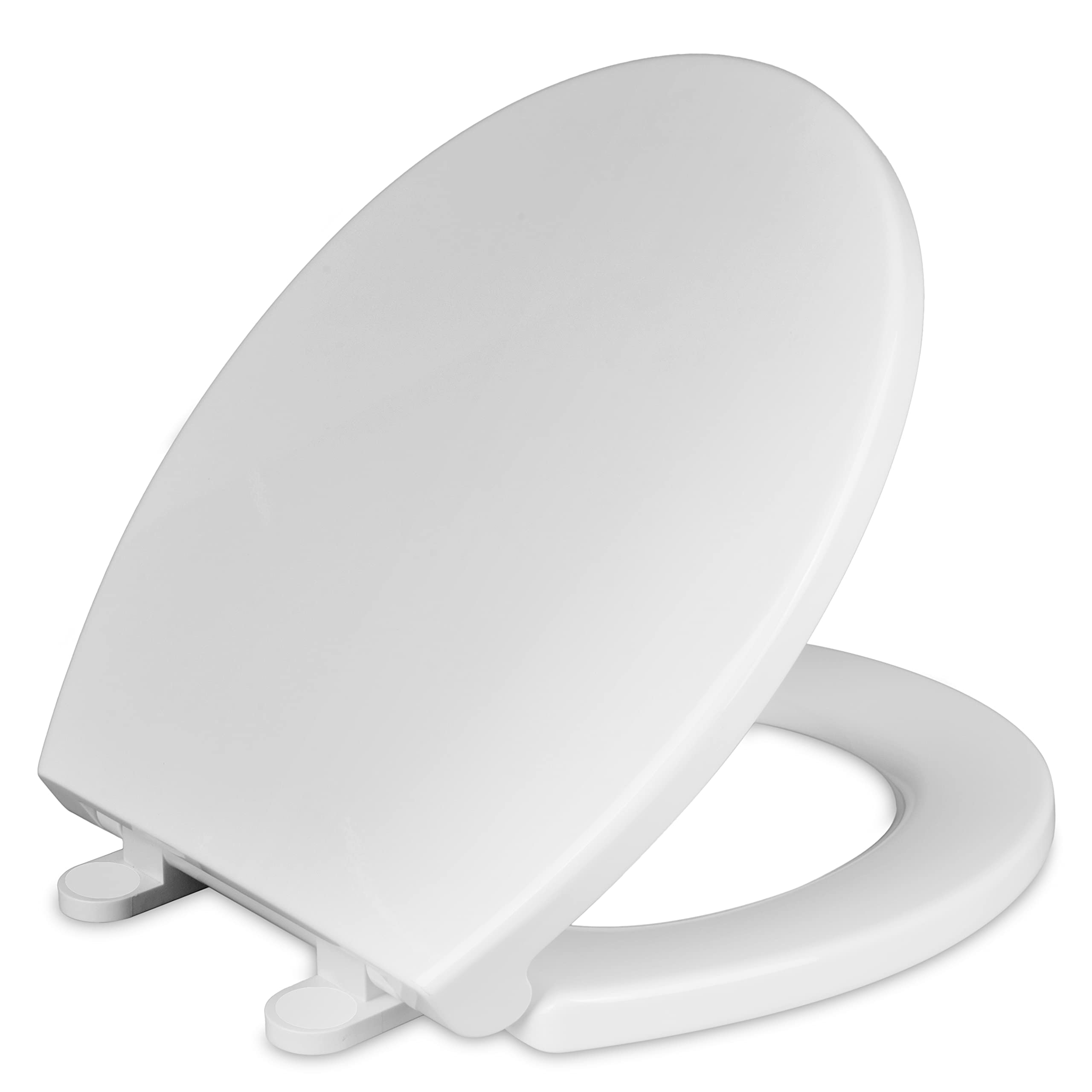 CYRRET Toilet Seat Round with Lid, Slow Close, Easy to Install and Clean, Durable Plastic, White, Replacement Toilet Seats, Fits Standard Round Toilets Bowl