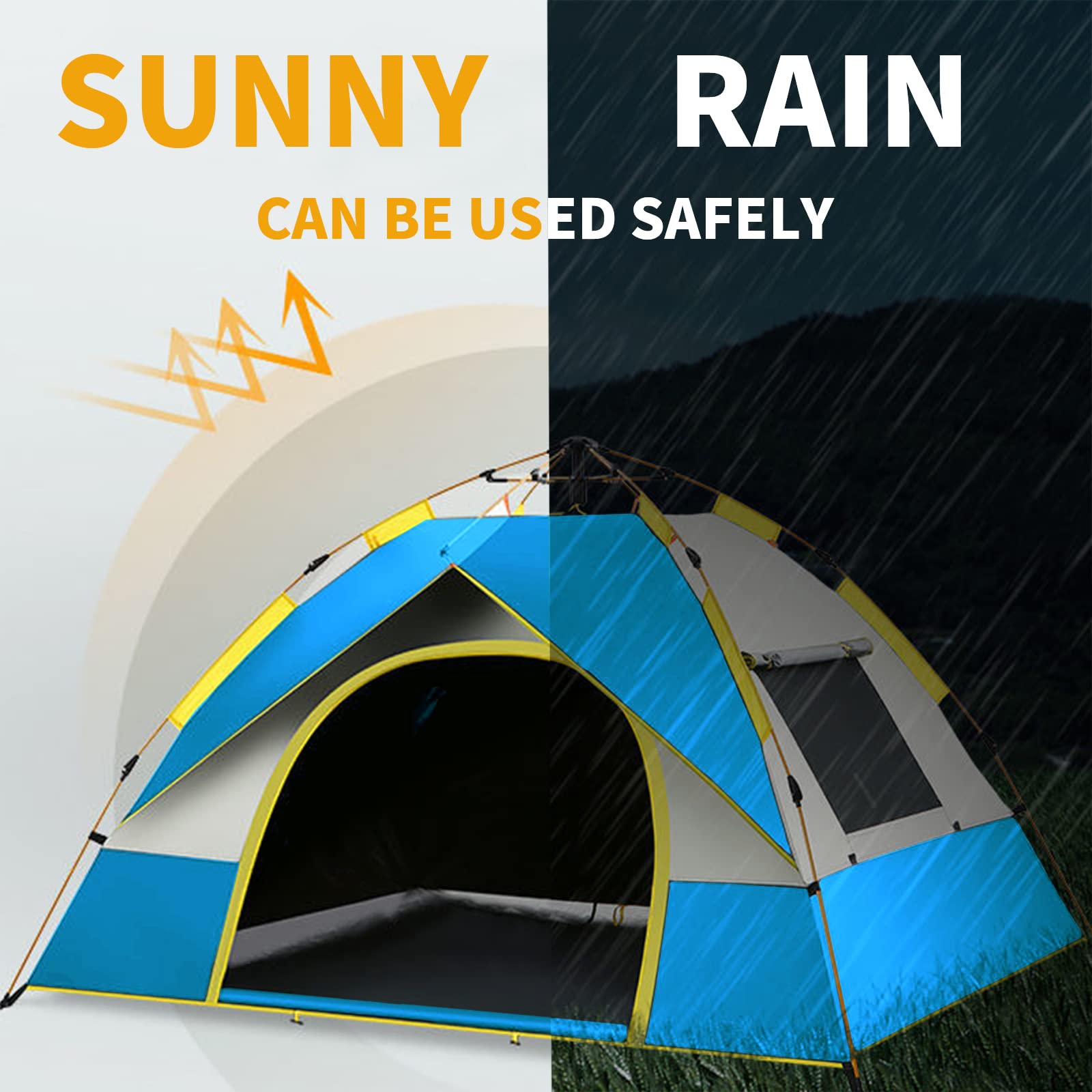 Camping Tent 2/3 Person Family Double Layer Outdoor Camping Tent Waterproof Windproof Suitable for Travel and Party