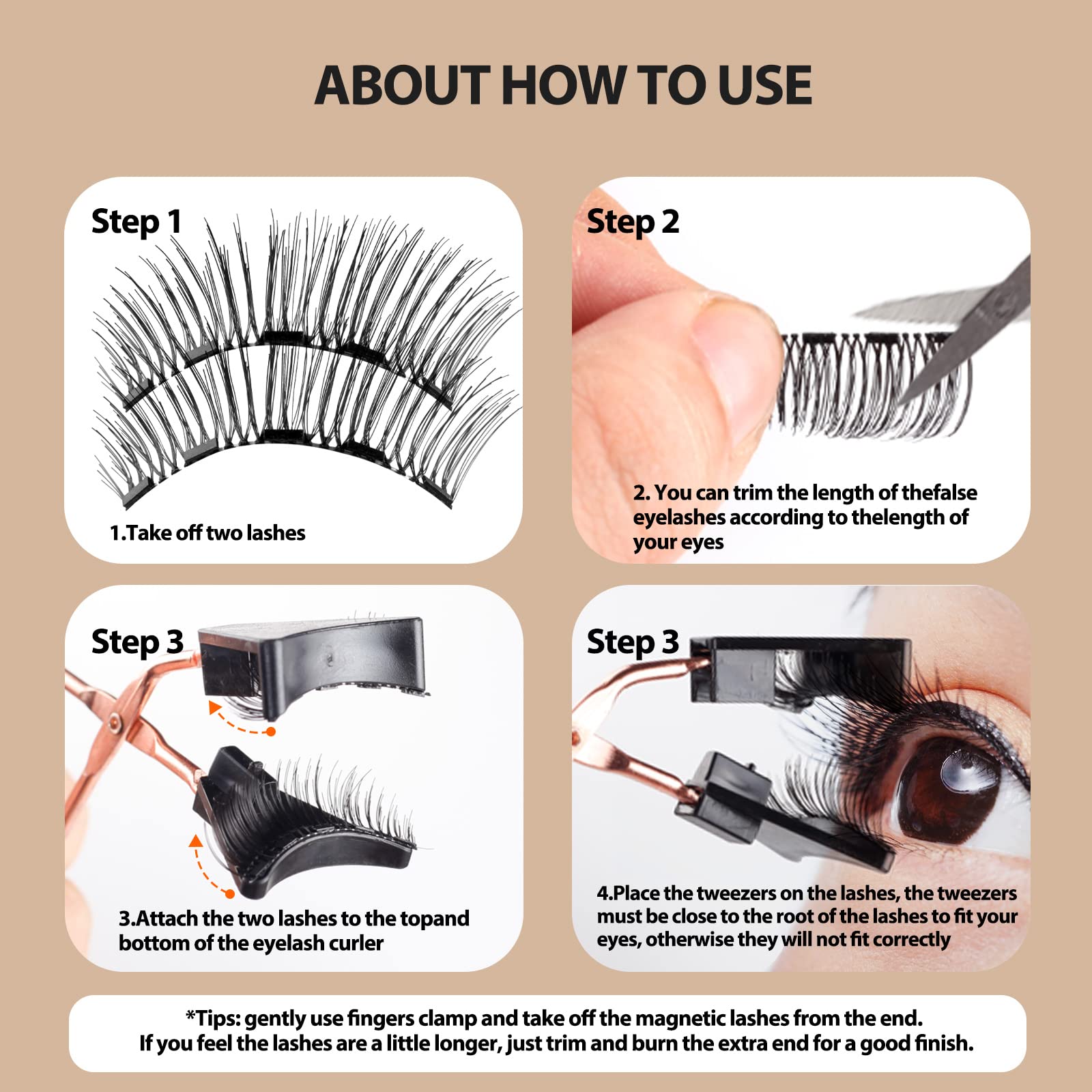 Dual Magnetic Eyelashes, Magnets False Eyelashes NO Eyeliner or Glue Needed, Natural Lashes 3D Effect Fake Eyelashes 2 Pairs Pack with Tweezers