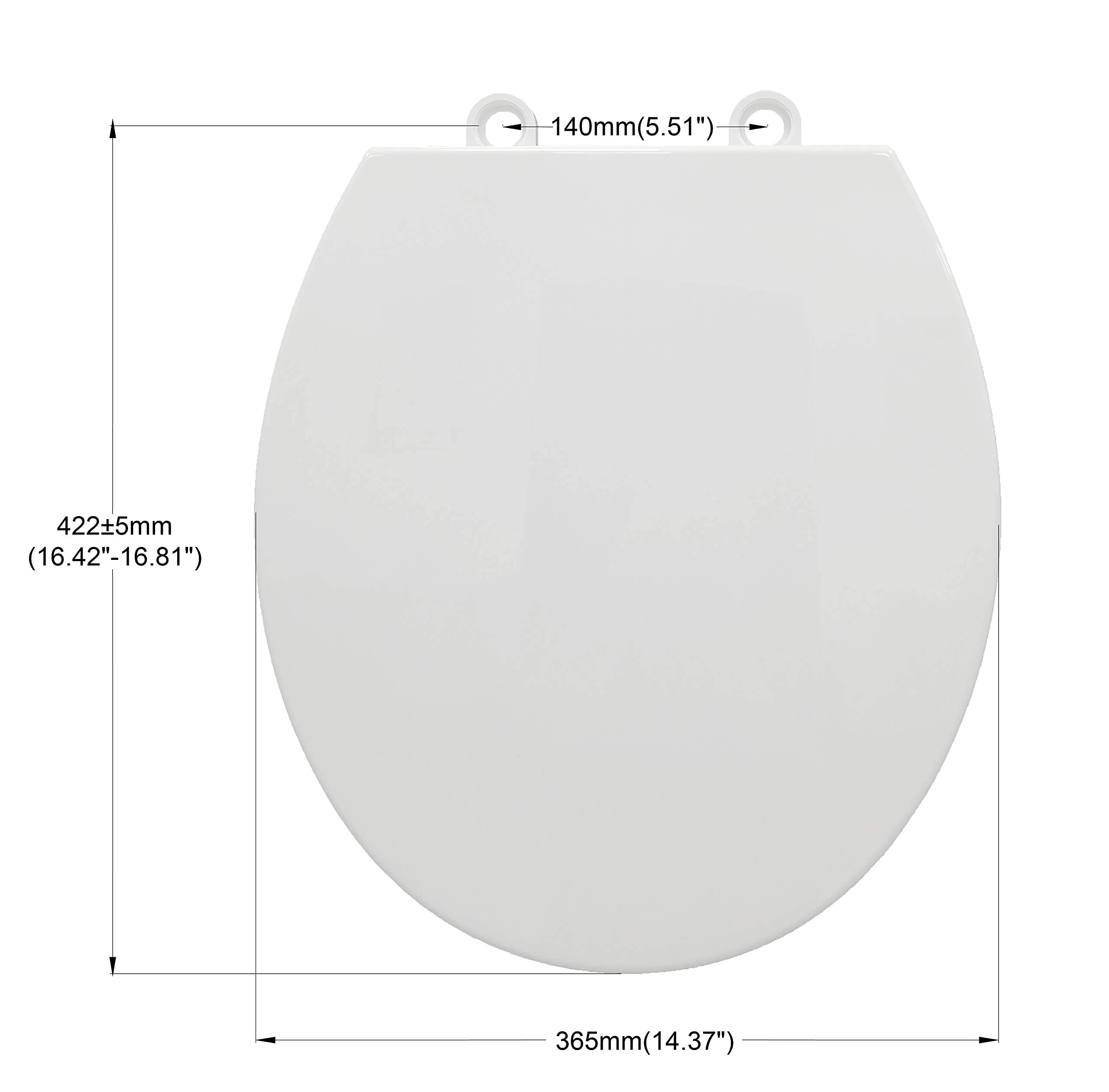 CYRRET Toilet Seat Round with Lid, Slow Close, Easy to Install and Clean, Durable Plastic, White, Replacement Toilet Seats, Fits Standard Round Toilets Bowl