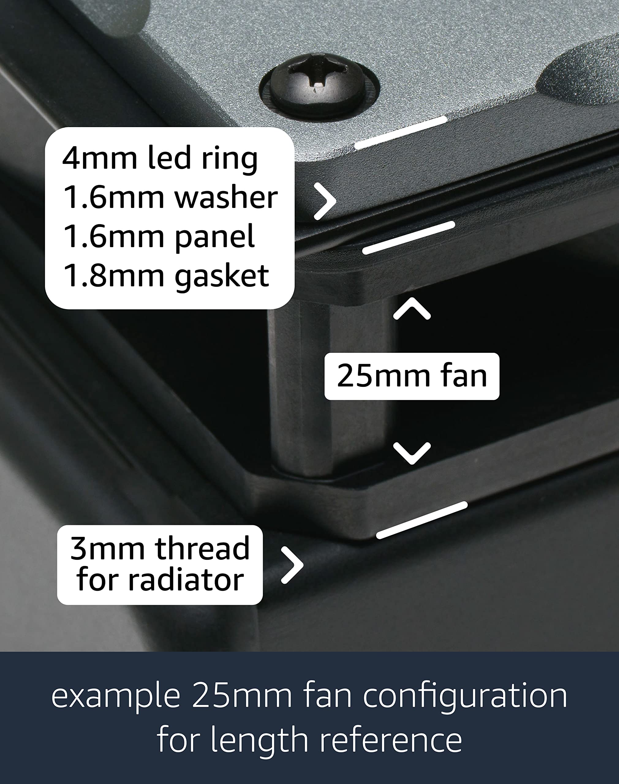 CRJ 6-32 UNC Extra Long 1-1/2" (37mm) Computer Radiator Fan Screws Set for 25mm and 30mm Fans - 20 Screws and 20 Washers