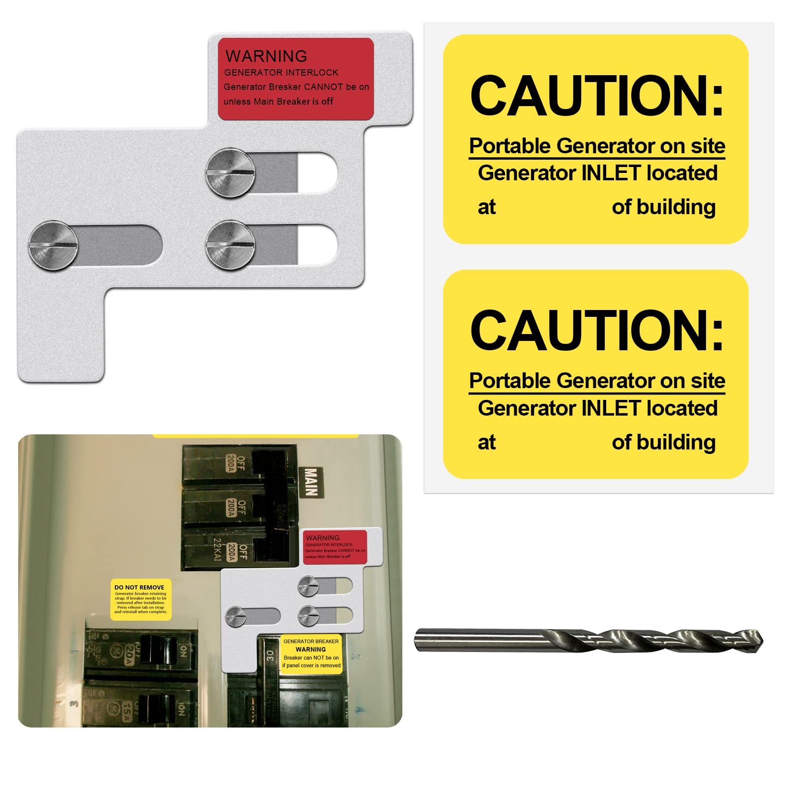 ZTTXL Generator Interlock Kit Compatible with General Electric GE 150 or 200 amp Main Breaker,1 1/4 inches Spacing Between Main and Branch Breaker, Professional and Interlock Kit (Style 2)
