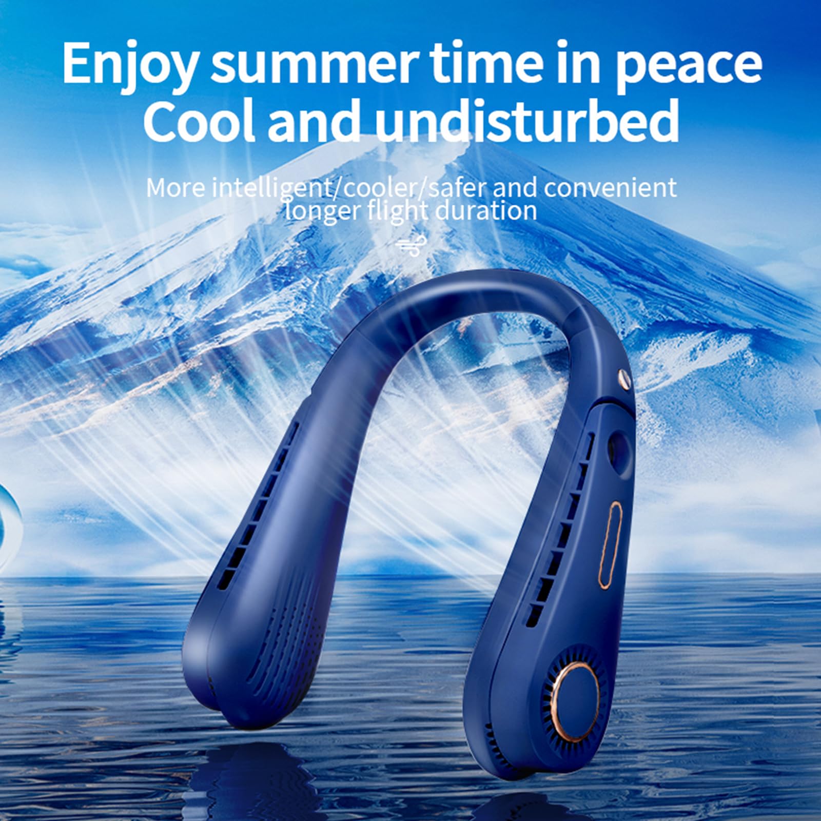 Clothforall Neck Fan, 4000mAh Battery Power, Portable Neck Fan USB Charging, Neck Fan Air Conditioner 5 Gear Adjustable, Fast Cooling, Super Quiet