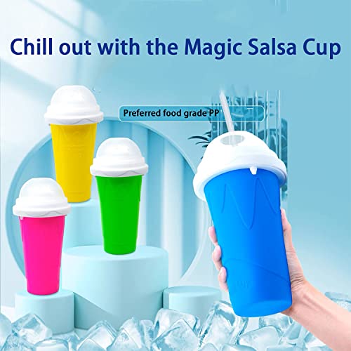 Slushy Cup Slushie Maker Cup, Frozen Magic Smoothies Cup, Double Layers Silica Cup,Magic Quick Frozen Smoothies Cup,DIY Homemade Slushies,Magic Slushy Maker Squeeze Cup Portable for Milkshake… (Pink)