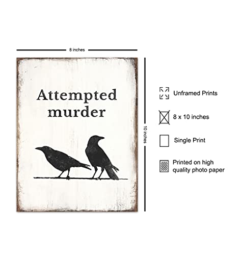 Crow Raven Wall Art & Decor - Unique Gift for Ornithology, Attempted Murder Mystery, True Crime, Bird Watching, Birdwatching, Writer, Author, Ornithologist, Men, Women - Funny Sayings Poster