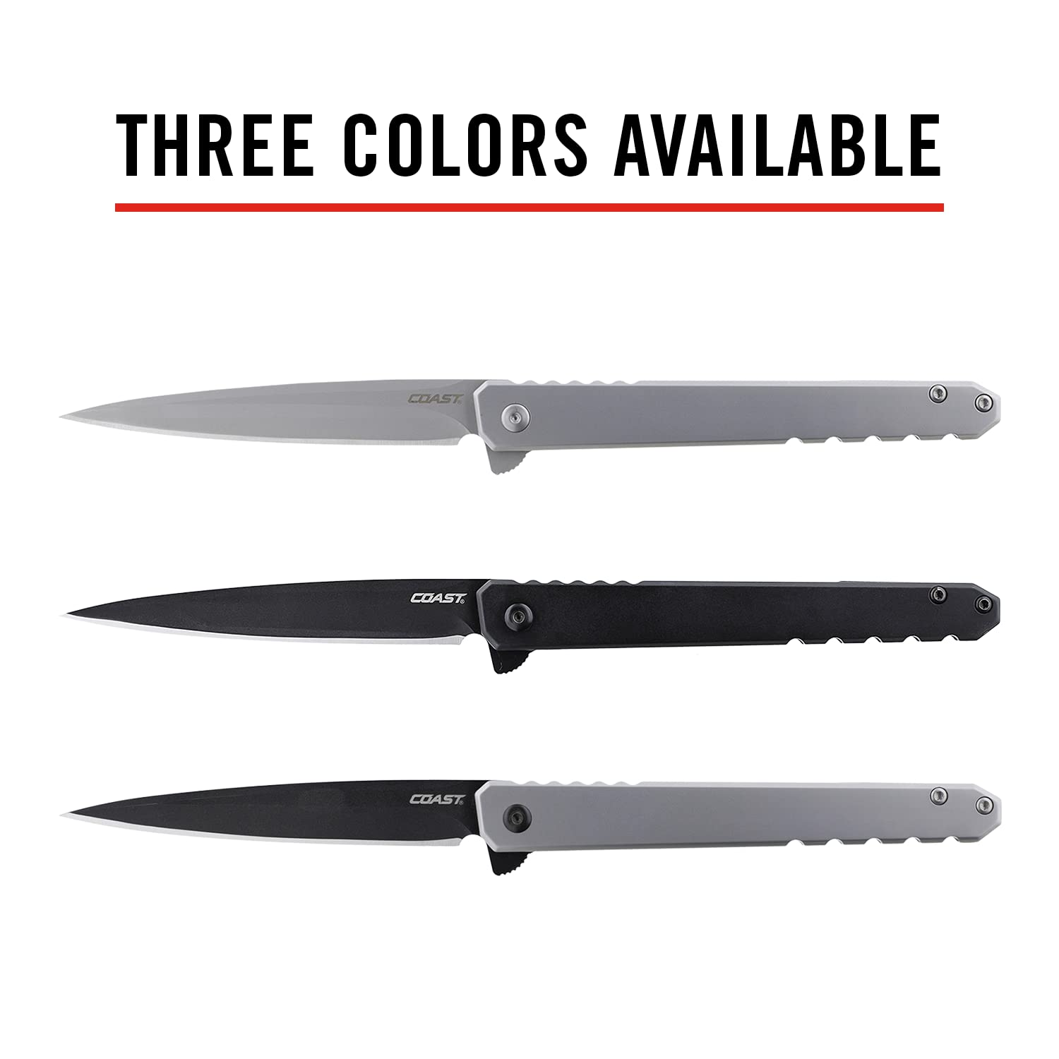 COAST Founder's Collection LX530 ORIGIN, Gentleman's EDC Folding Pocketknife, Flip Tab, Frame Lock, Pocket Clip, Stainless-Steel, Silver