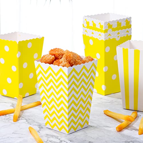 NUOBESTY 48pcs Popcorn Boxes Paper Popcorn Buckets Mini Cardboard Candy Container Gold Foil Chevron Striped Treat Boxes for Popcorn Machine Accessories Birthday Theater Party Favors