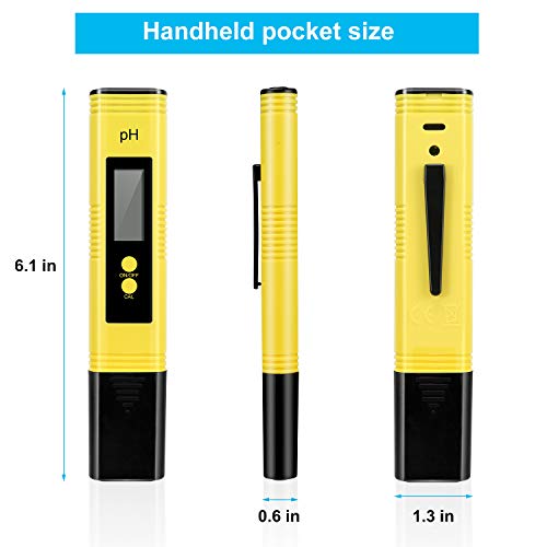 Digital PH Meter, UOTO Water Quality Tester 0.01 PH High Accuracy and 0-14 PH Measurement Range, Ideal Water Test Meter for Household Drinking Water, Aquariums, ATC β Yellow
