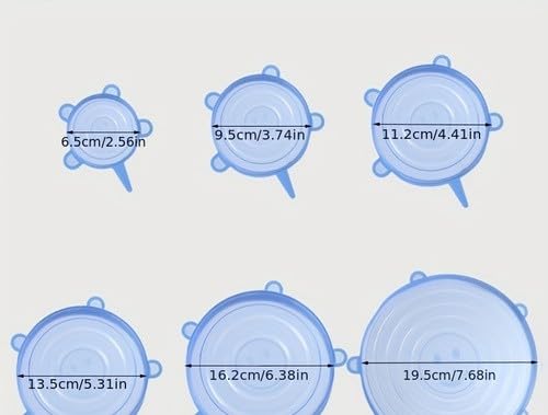COZY HOME Silicone Lids For Food And Bowls, 6 Pcs Premium Stretch Silicone Lids For Food Storage, 6 Sizes Reusable Stretch Eco Lids For Food And Bowls White