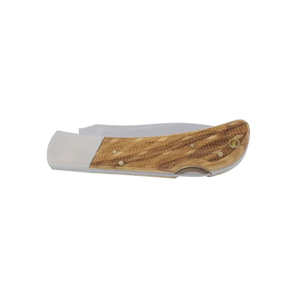 BERETTA Multi-Use Corrosion-Resistant Stainless Steel Razor Sharp Outdoor Pocket Folding Hunting Knife, Handle: Olive Wood w/ Checkering
