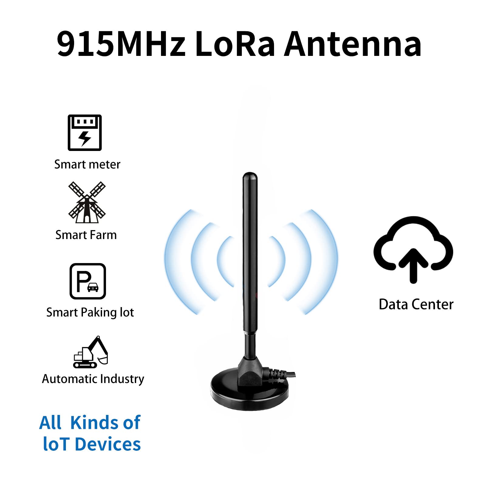 Waterproof 5.8dBi Magnet Base Mount 915MHz Lora Fiberglass Antenna with 10ft Cable for Helium Hotspot RAK RAK2 Nebra Bobcat 300 SenseCAP M1 SyncroB.it Hotspot Finestra HNT Miner,Eifagur
