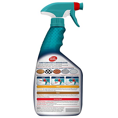 Simple Solution Hard Floor Pet Stain and Odor Remover | Dual Action Cleaner for Sealed Hardwood Floors | 32 Ounces