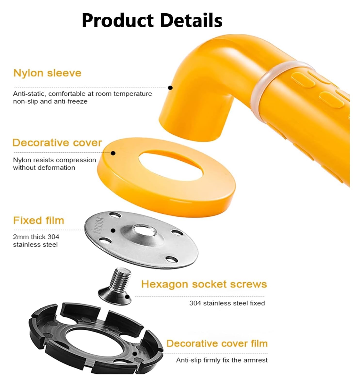 Grab Rails Bathroom Grab Rails 304 Stainless Steel Shower Handle Anti-Slip Bathtub with Safety Luminous Circles Handrail ?For Elderly Disabled Toilet Seniors Kitchen,Black,40cm ( Color : Dolphin Waves
