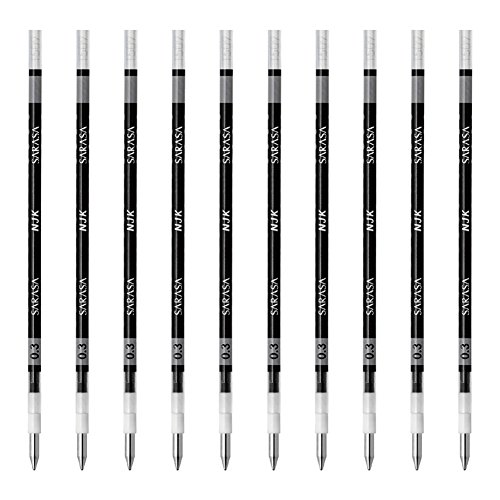 Zebra BRNJK3BK Prefer Sarasa NJK-0.3 Ballpoint Pen Refills, Black, 10 Pieces
