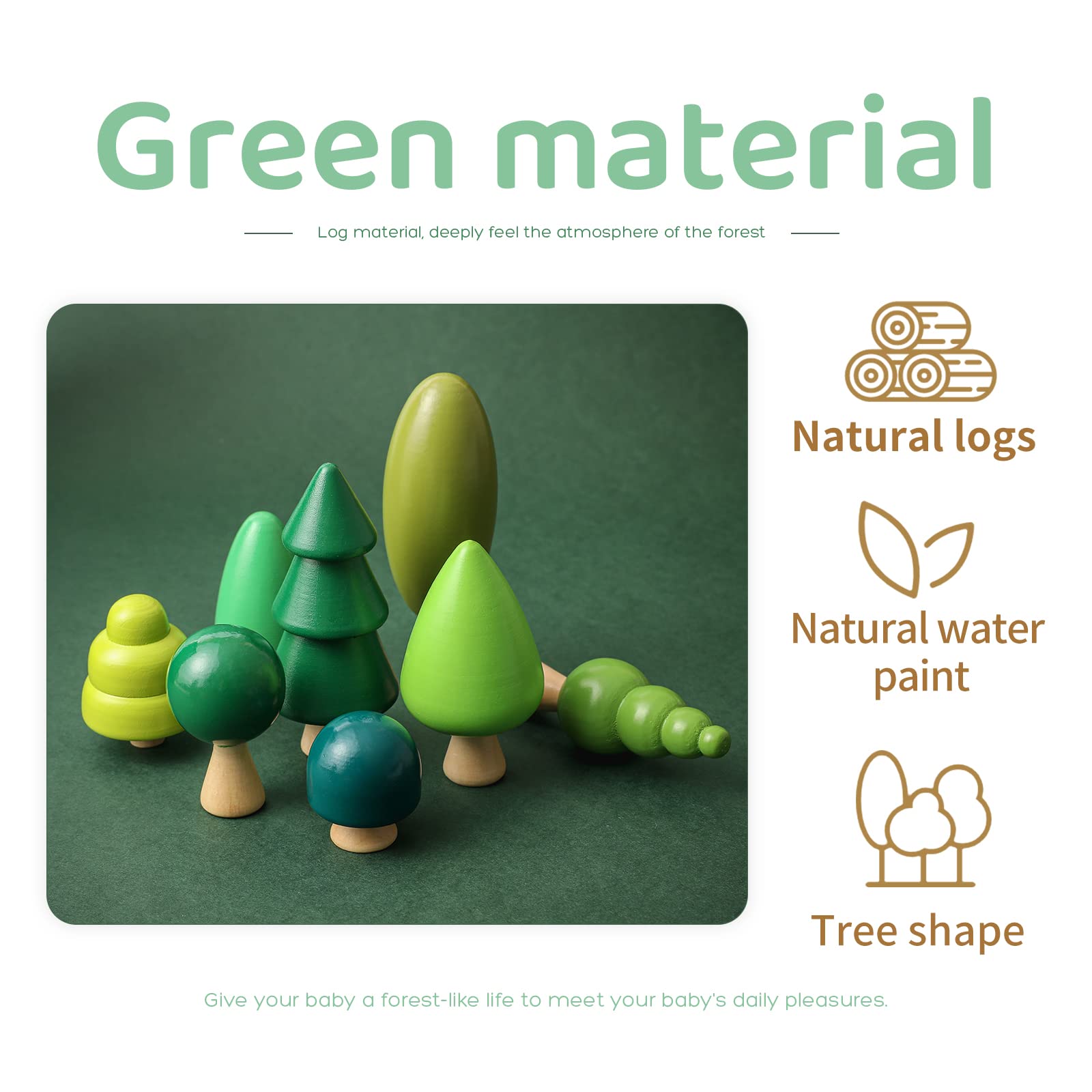Youuys Wooden Craft Forest Trees Toys, 8 Pcs Finished Scene Mini Tree Kit Craft Set - Cake Topper - for Early Educational Preschool Classroom Project Montessori Toys