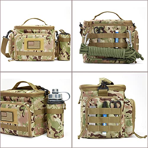 MOV COMPRA Tactical Lunch Bag for Men, Insulated Lunch Box Leakproof Large Capacity with MOLLE Water Bottle Pouch Lunchbox for Adult Work Picnic(Camouflage Green)