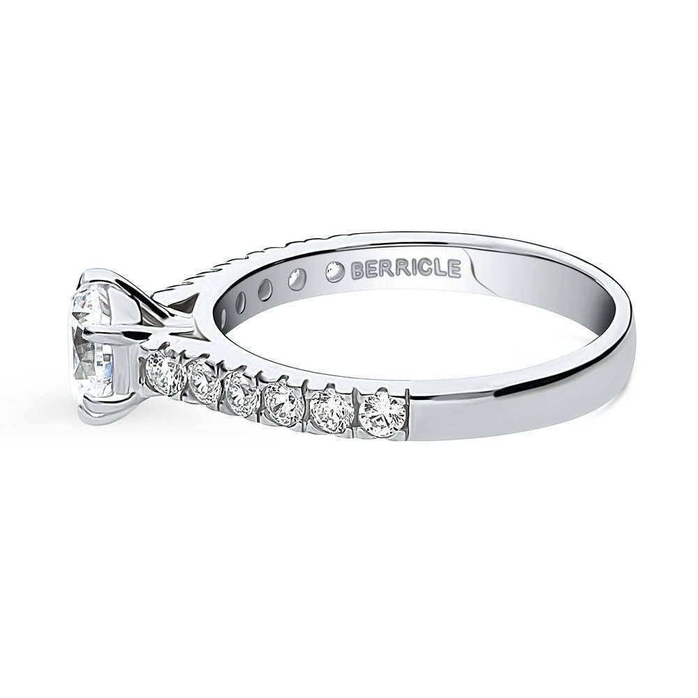 BERRICLE Sterling Silver Solitaire Wedding Engagement Rings 0.8 Carat Round Cubic Zirconia CZ Promise Ring for Women, Rhodium Plated Size 6