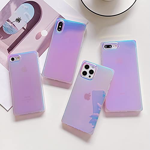 COCOMII Square Case Compatible with iPhone 13 Pro Max - Slim, Glossy, Translucent Clear, Holographic Mirror, Easy to Hold, Anti-Scratch, Shockproof (Iridescent)