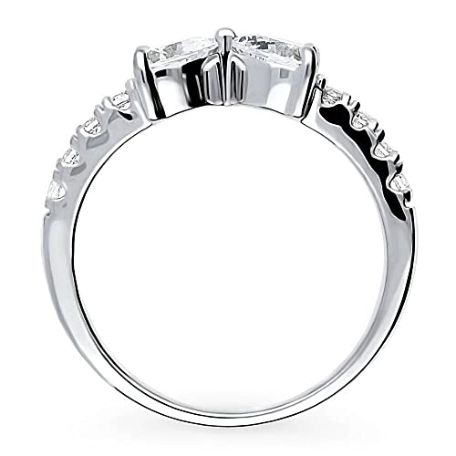 BERRICLE Sterling Silver Bow Tie Cubic Zirconia CZ Heart Fashion Ring for Women, Rhodium Plated Size 7