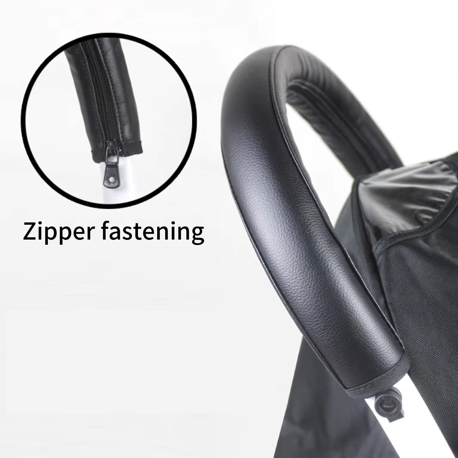 Clzemo 2 Pack Baby Stroller Bar Grip Case Cover, Removable Stroller Armrest Sleeve Zipper Closure, Infant Toddler Pram Handlebar Cover Stroller Universal Handle Protective Accessories for Pushchair