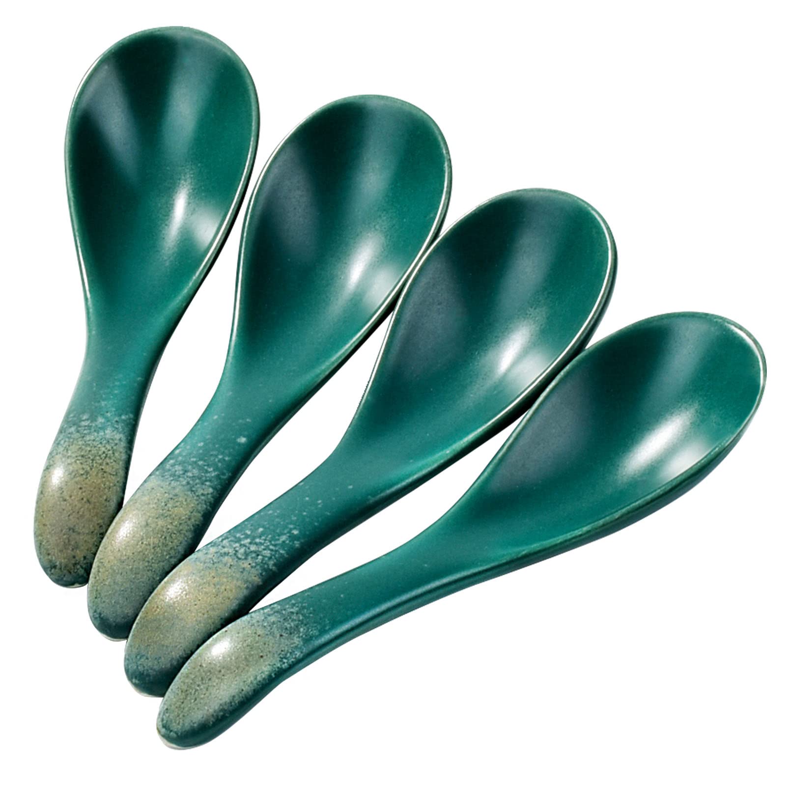 Ceramic Soup Spoons set of 4, Asian Japanese Soup Spoons Suitable for Pho Wonton Noodle Ramen Oat