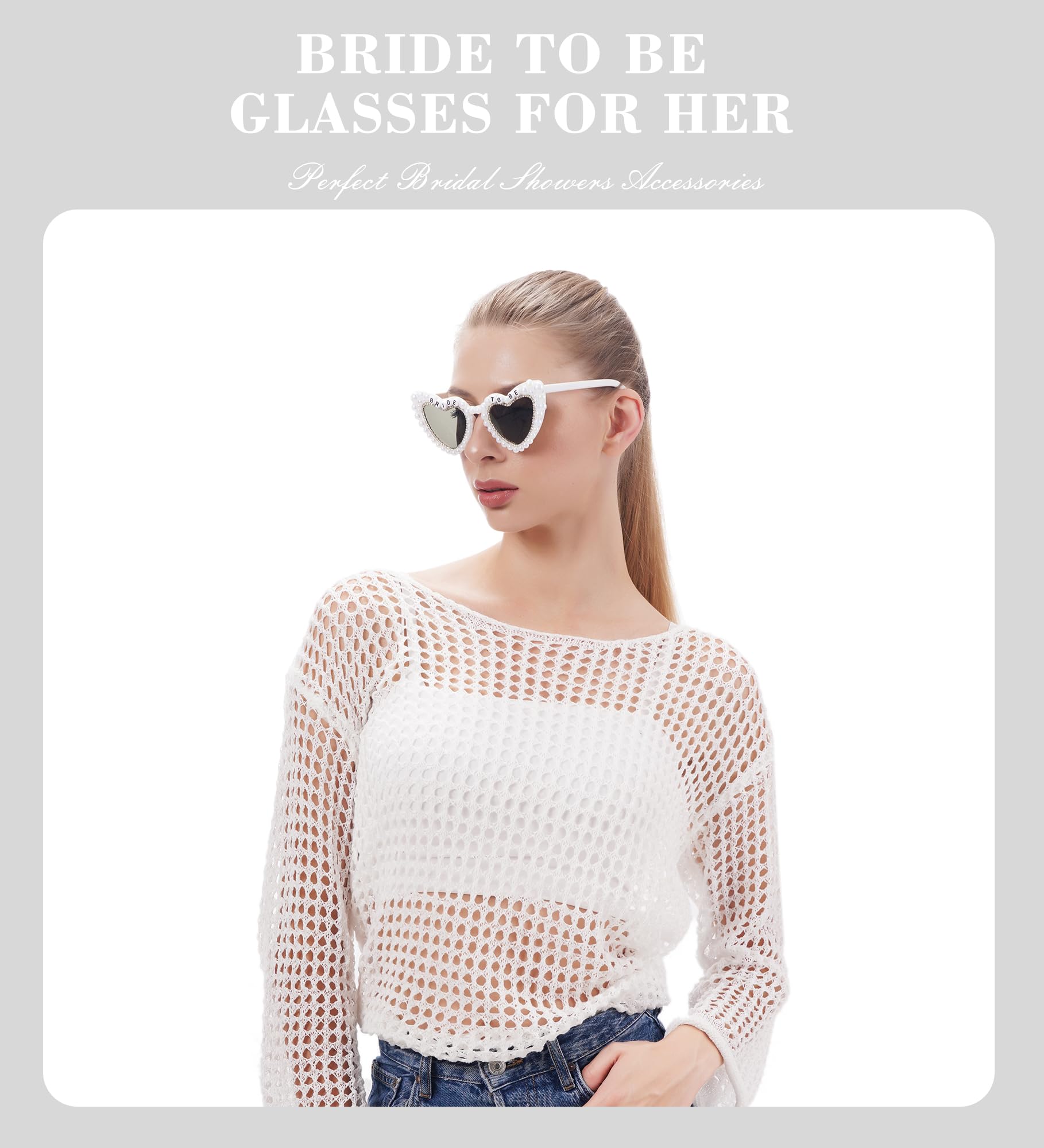Bride Sunglasses for Bachelorette - White Glasses with rhinestone for Bridesmaid Sunnies, Bride to Be Gift, Bachelorette Accessories Party Favors