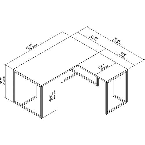 Bush Business Furniture Method L Shaped Desk with 30W Return, 60W, Natural Maple