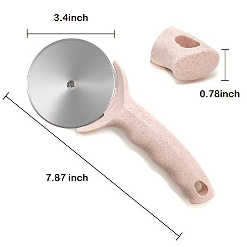 HELEERON Pizza Cutter Wheel, Stainless Steel Pizza Cutter with Cover, Super Sharp Pizza Slicer-Dishwasher safe,Smooth Rotating Pizza Wheel Safe with Healthy Material (Pink)