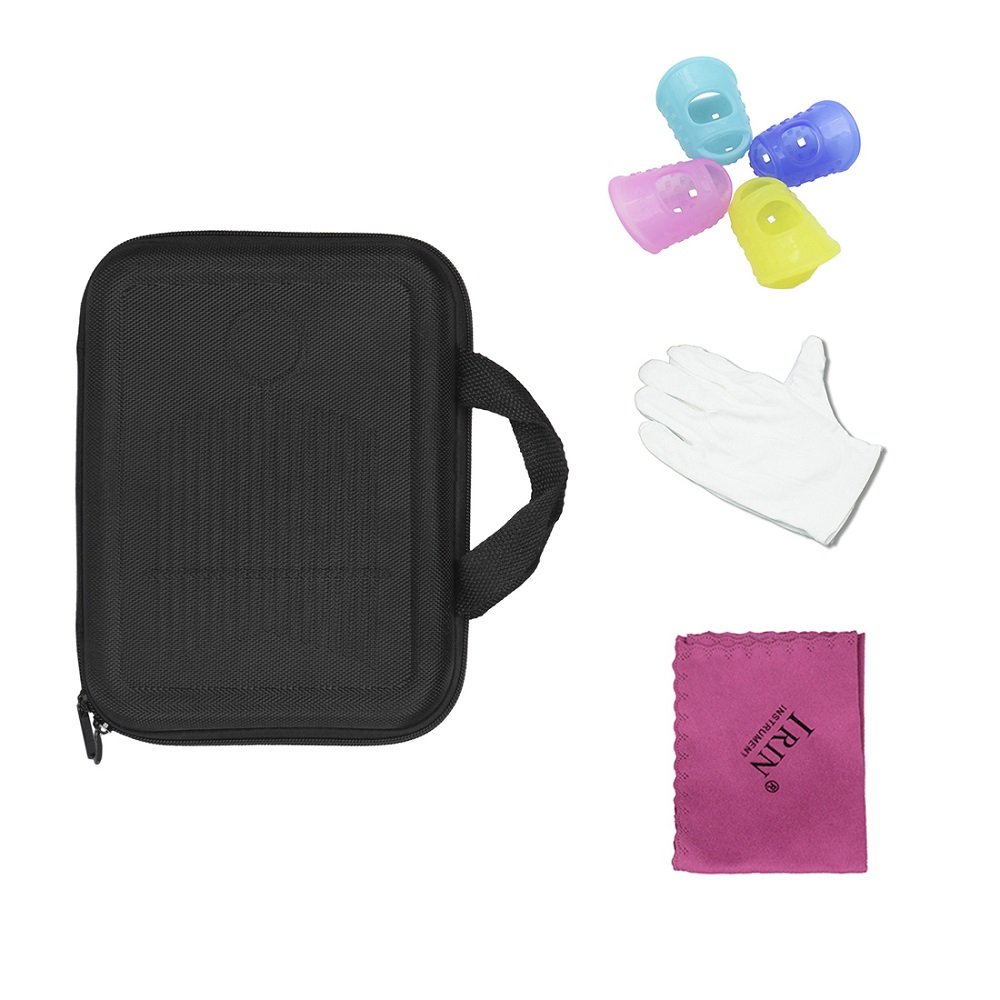 Mowind 17 Key Kalimba Case Thumb Piano Bag Shockproof Waterproof with Gloves Finger Stall Cleaning Cloth Black