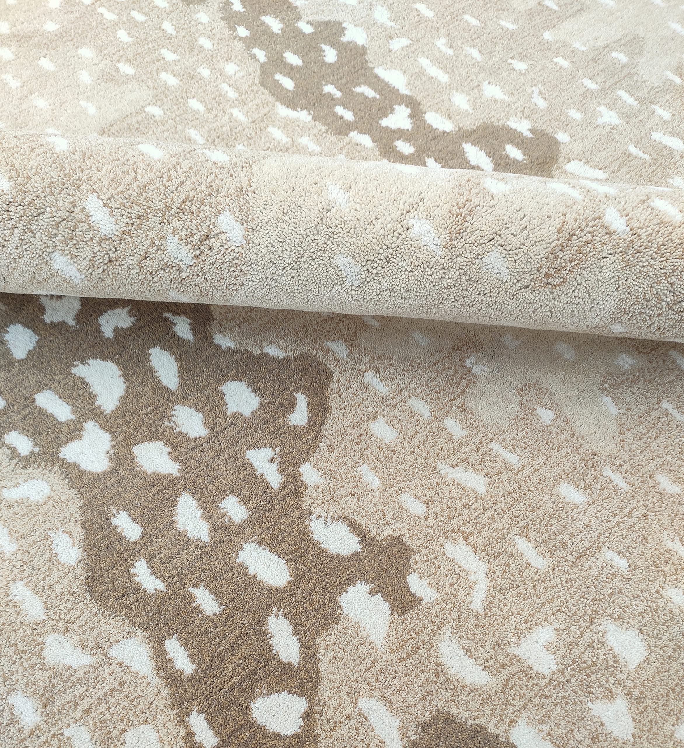 Handmade Area Rug Antelope Cheetah Hand Tufted Wool Animal Design Beige 3x5 5x8 8x10 9x12 2.5x8 (5 feet x 8 feet)