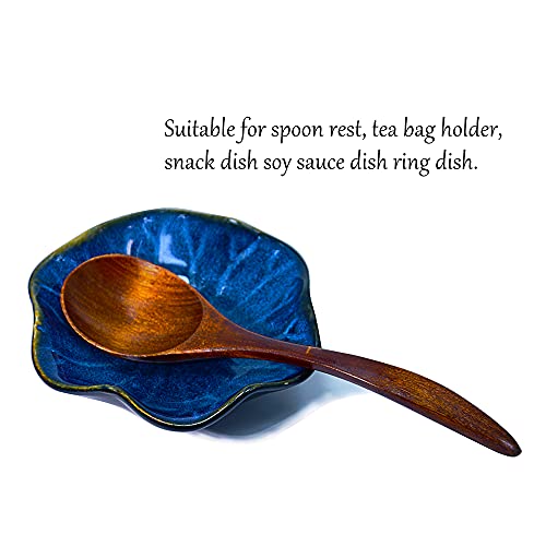 Ceramic Spoon Rests small ring jewelry dish holder entryway key tray,2pcs Sauce Dish,Mini Side Seasoning Dish,Sushi Soy Dipping Bowl,Snack serving Dishes Kitchen Coffee Station room Décor