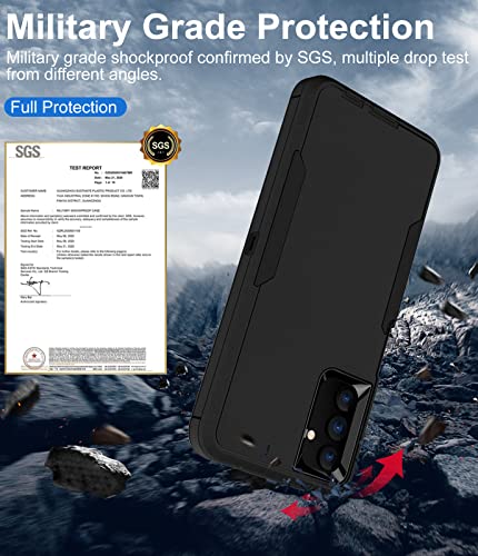 Dahkoiz for Samsung Galaxy A13 5G Phone Case, with Glass Screen Protector, Dust-Proof Port Cover, Magnetic Car Mount Support, Full Body Non-Slip Rubber Covered, Durable & Shockproof, Black/Black