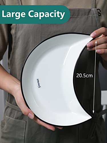 Plates and Bowls Sets,5 PCS Moon Dinner Plates Household/Hotel Porcelain Dish Set,White Ceramic Dinnerware Sets for Salad/Snack/Dessert/Appetizer, Microwave Oven and Dishwasher Safe Scratch Resistant