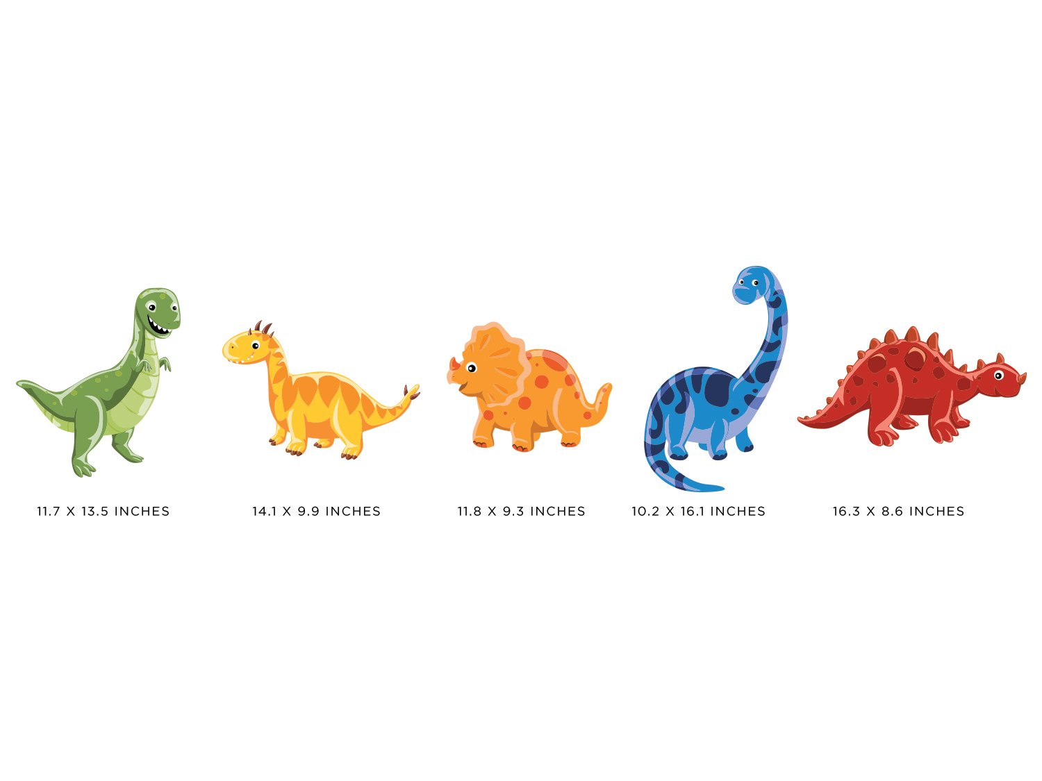Sunny Decals Dinosaur Wall Decal - Set of 5 Removable Fabric Kids Wall Stickers