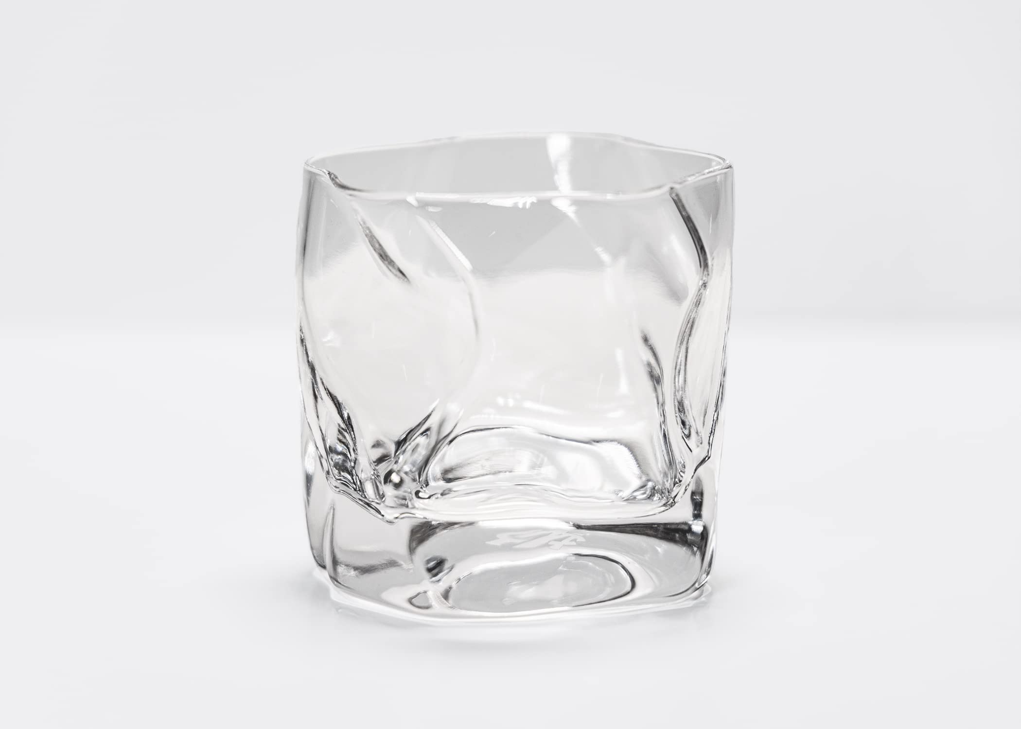 Christopher Walton The Warped. Handmade Bourbon Rocks Glass, 8.5oz, Set of 2 in Gift Box
