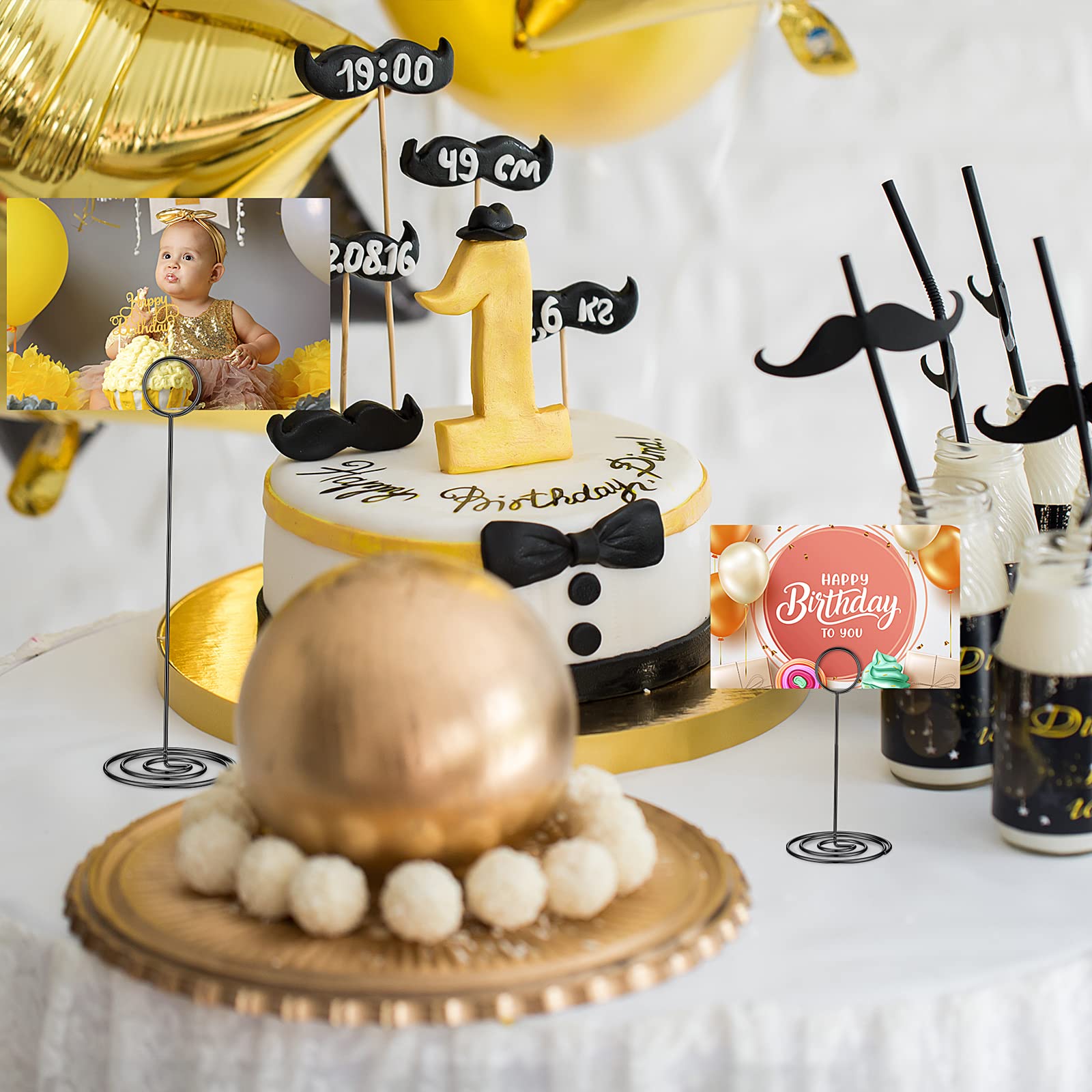 Teling 36 Pieces Table Number Holders 3 Size Place Card Holder Name Numbers Menu Memo Note Card Picture Photo Holder Clip Stand Table Sign Holders for Wedding Anniversary Party Display (Black)