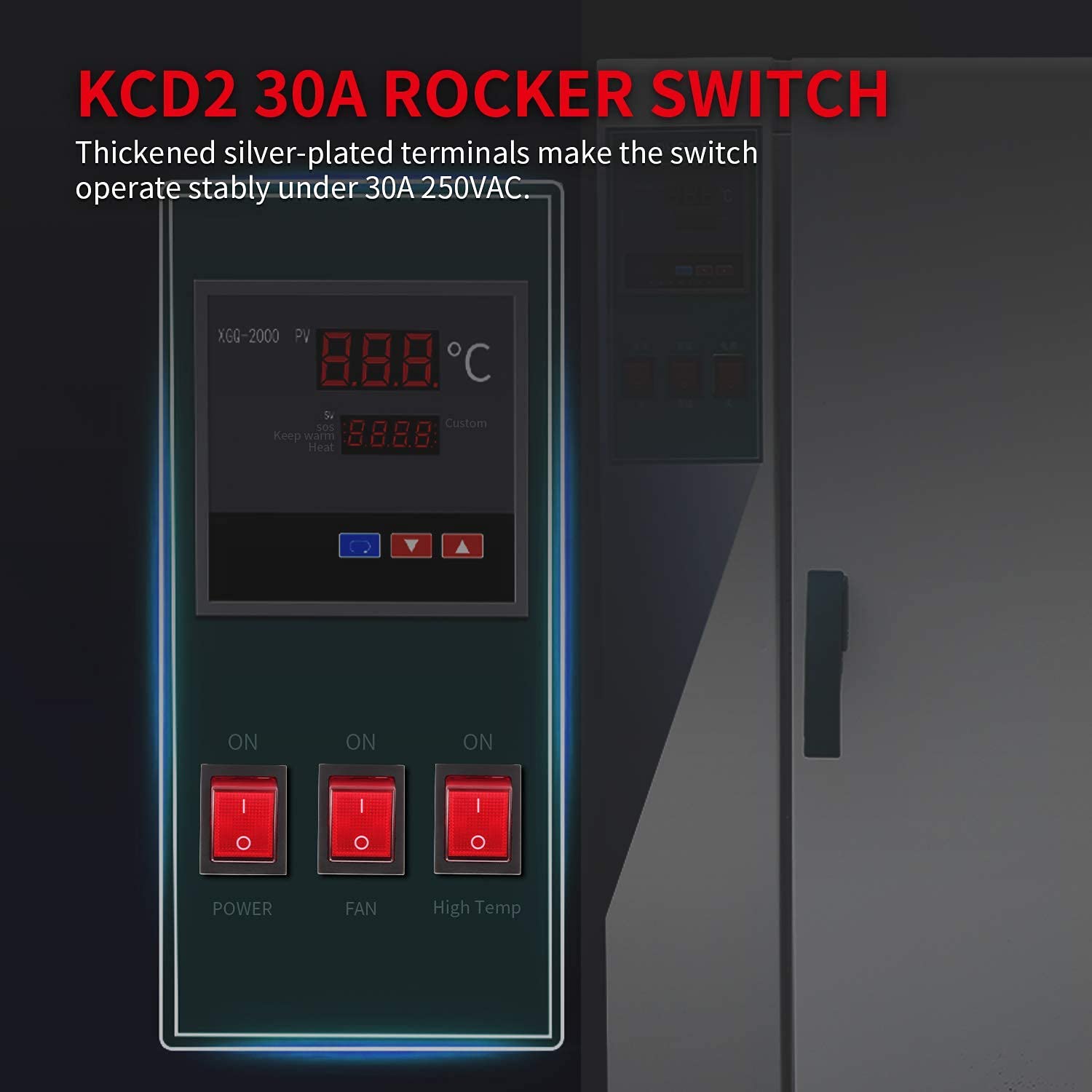 DaierTek 30A 250V KCD2 KCD4 Rocker Switch DPST 4 Pin Red Lighted 120V Rocker Toggle Switch ON Off Heavy Duty T125-3Pack