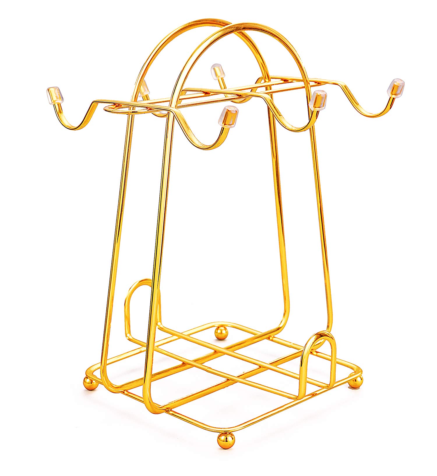 CHENP.HMC Home Storage Mug Hooks Stainless Steel Wire Rack Display Stand Service for Tea Cups,Bracket,Gold Metal Stand for Coffee Cups and Saucers.…